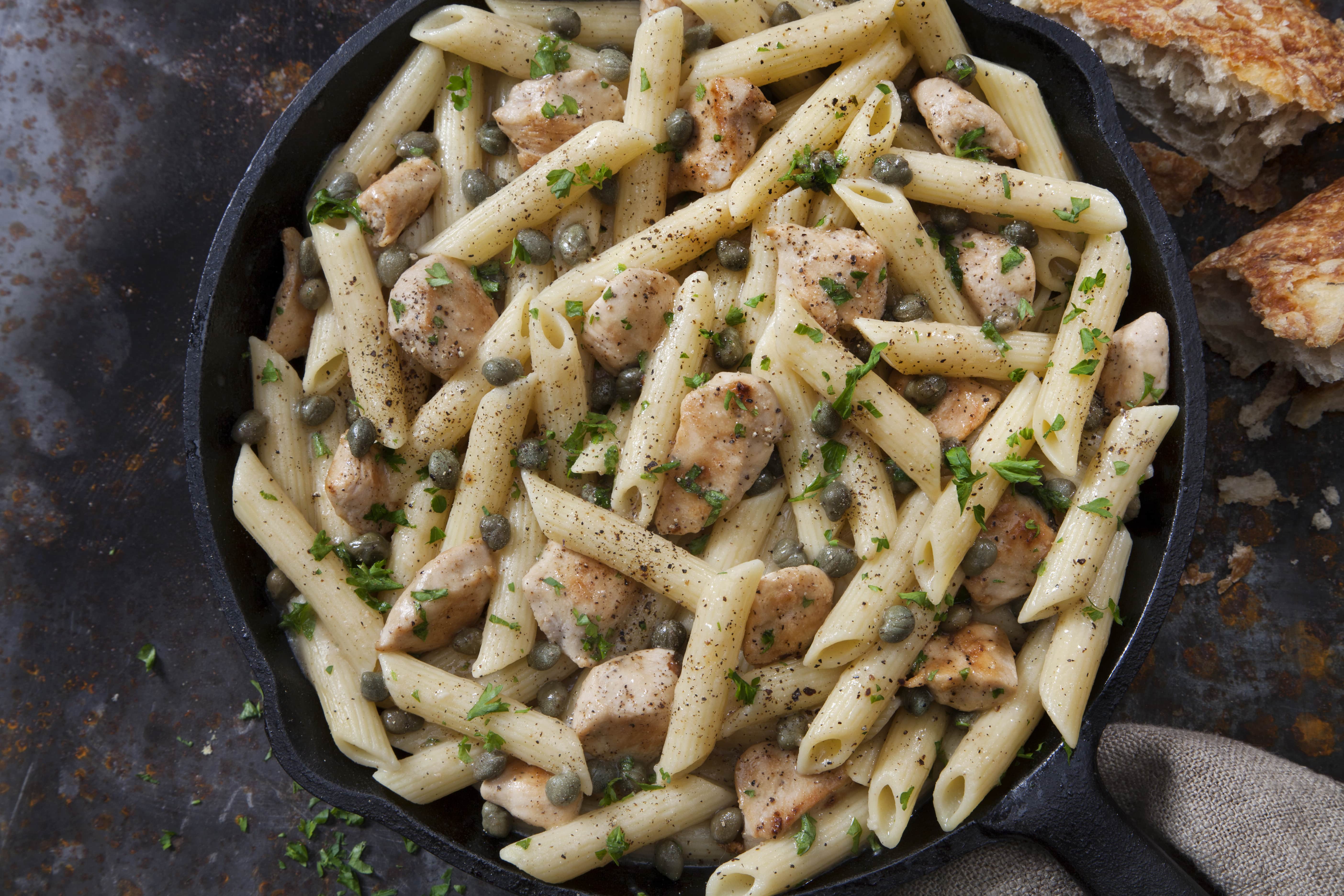 Chicken Alfredo Pasta in a Skillet